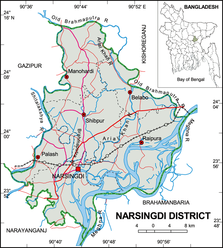 Maps of Bangladesh: Political Map of Narsingdi District