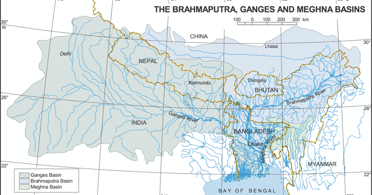Maps of Bangladesh: Map Showing Brahmaputra, Ganges and Meghna Basins