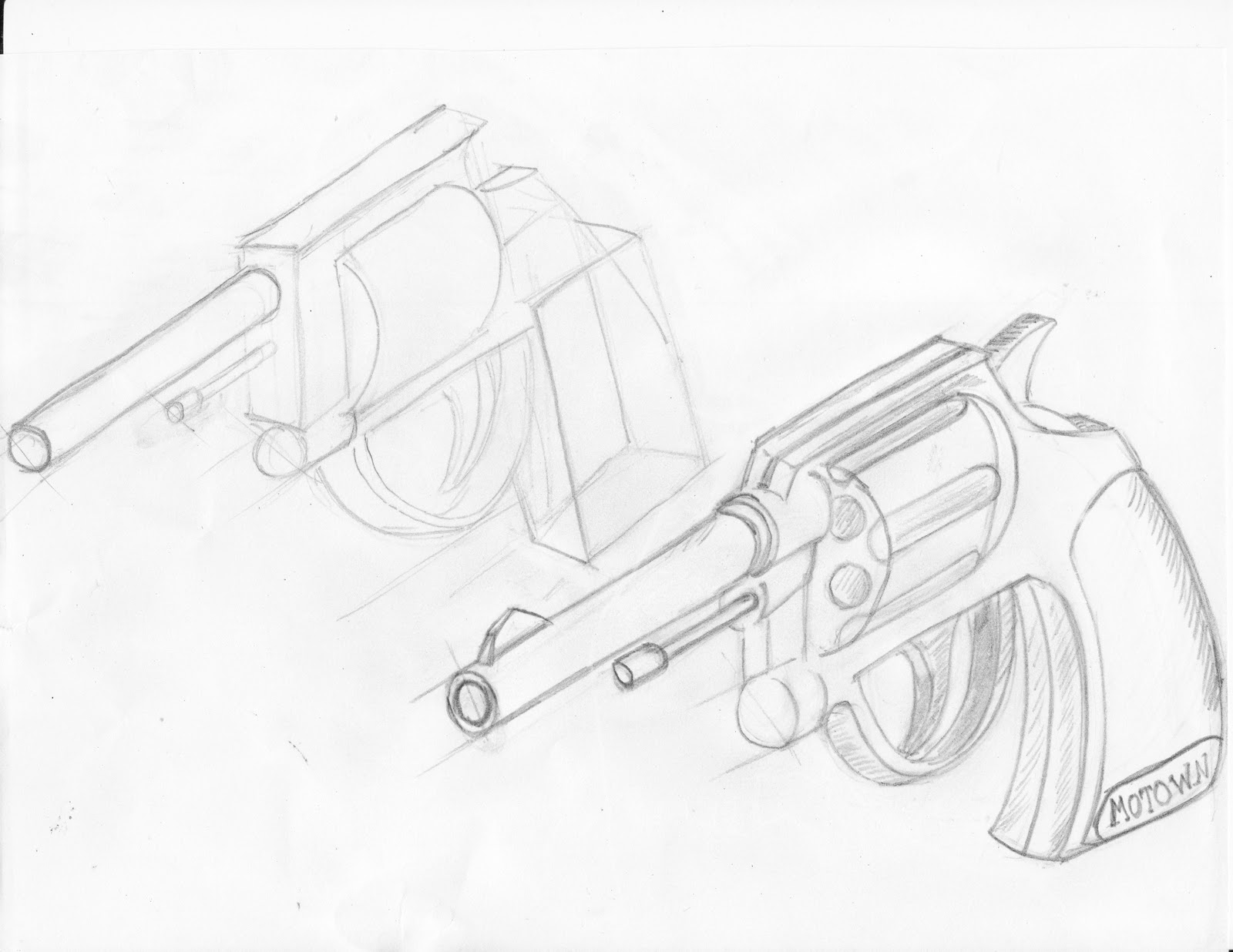MOTOWN STORYBOARDS: Handgun SKETCH (Revolver).