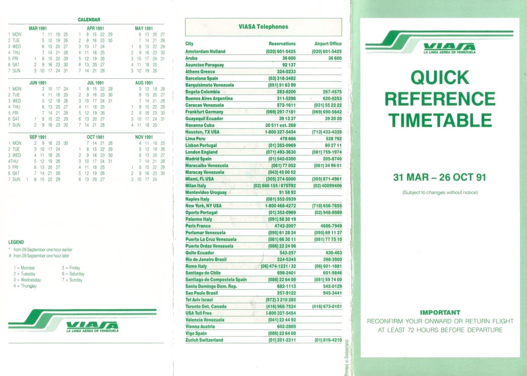 Airline memorabilia: Viasa (1991)