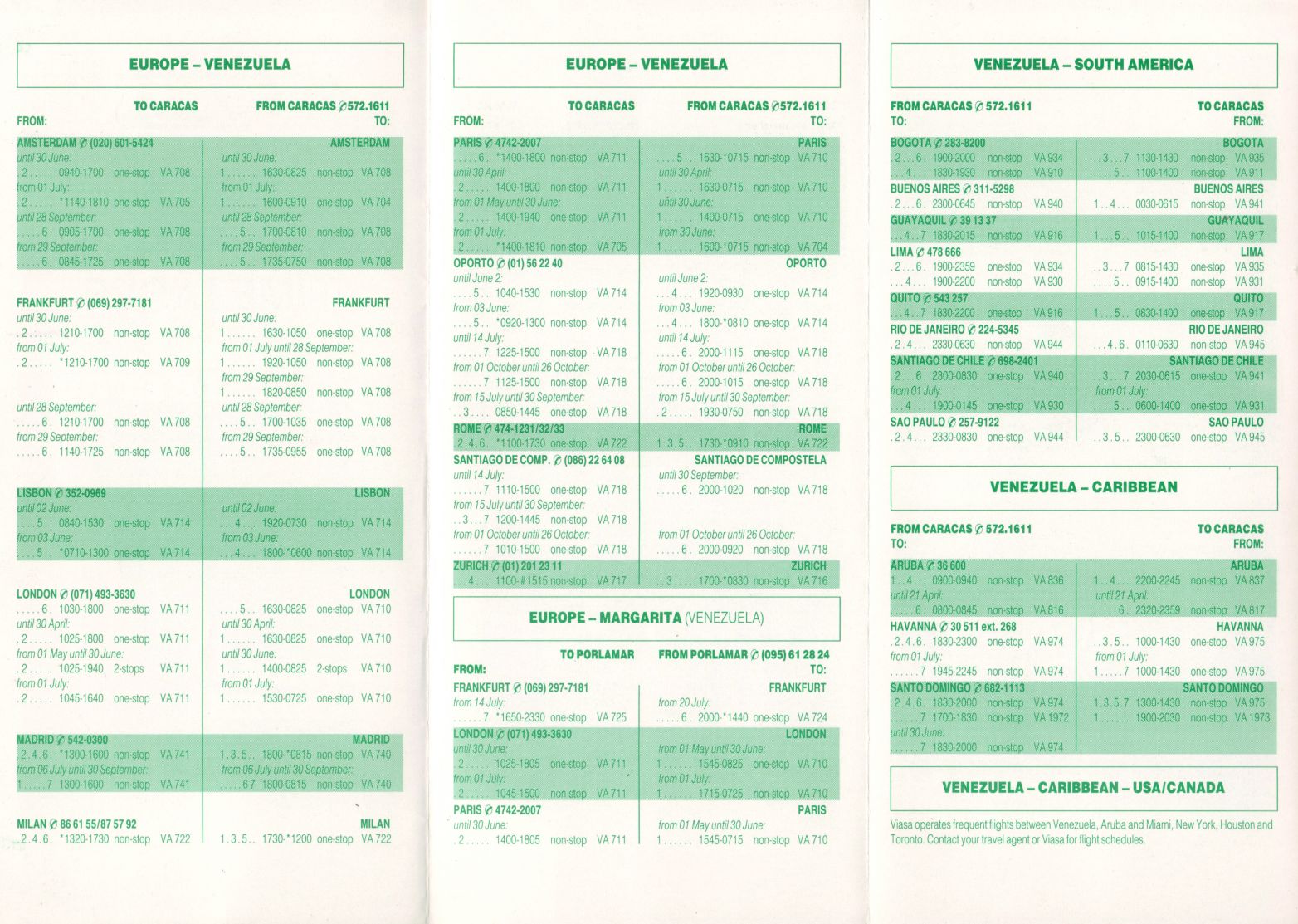 Airline memorabilia: Viasa (1991)