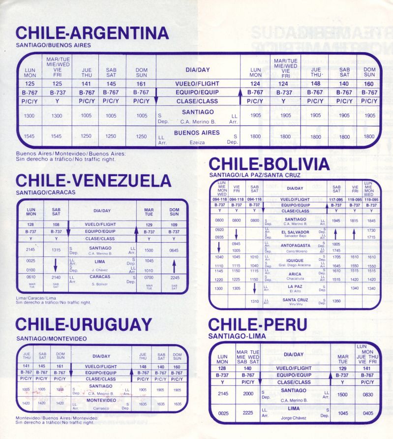 Airline memorabilia: LAN Chile (1989)