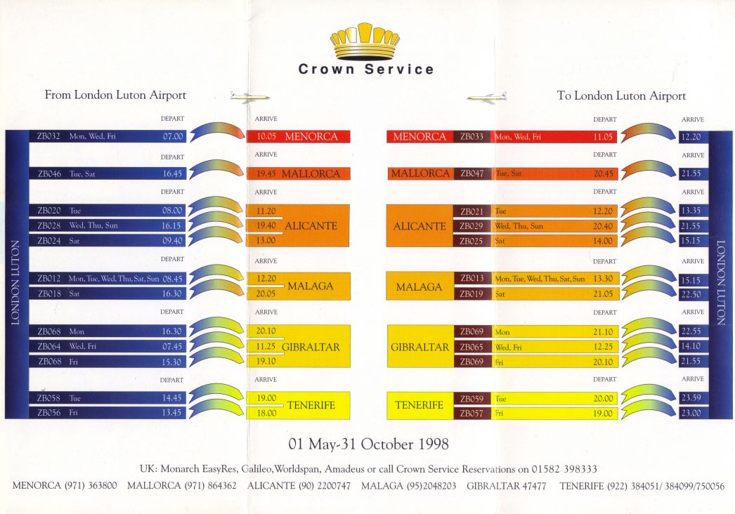 Airline memorabilia: Monarch airlines (1998)