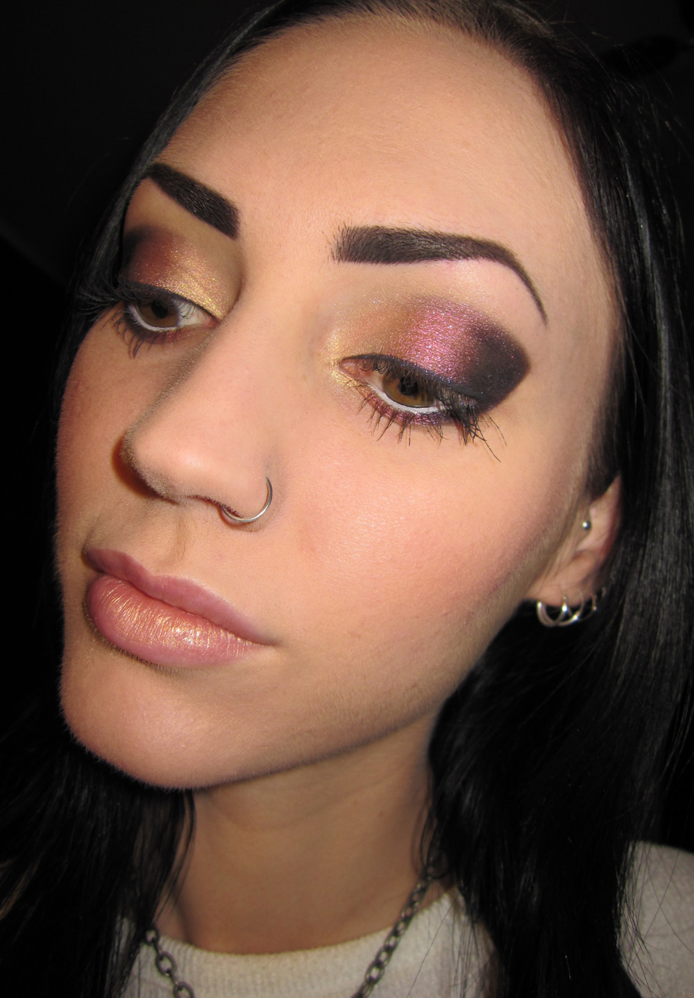 Glitter is my Crack: Golden Red & Dark Purple Makeup Look with Fyrinnae