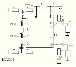 Микросхемы УНЧ: tda2004 схема