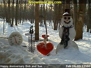 Webcam Traveler: webcam focused on snowman in Gaylord, Michigan
