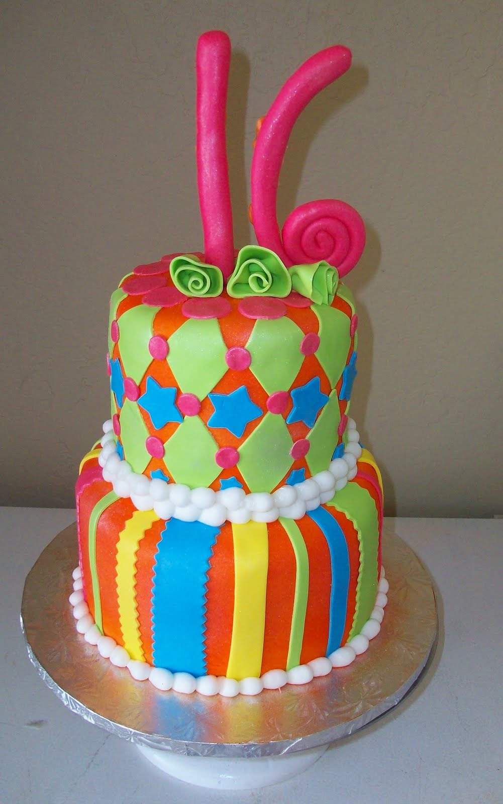 Morgan's Cakes: Colorful Two Tier fondant cake