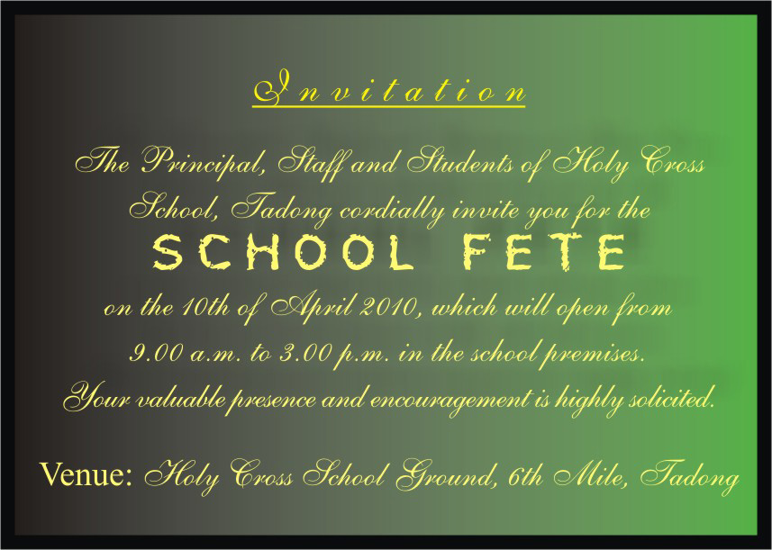 Holy Cross School Fete Invitation