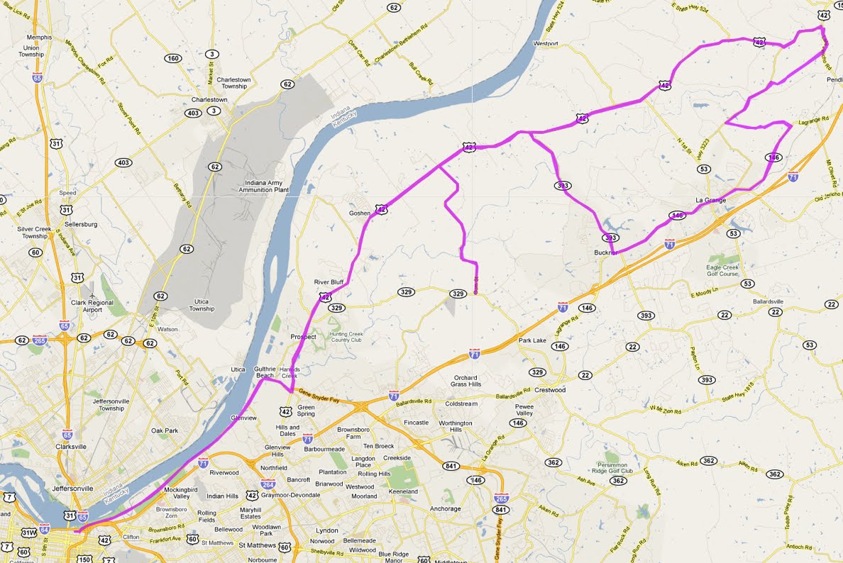 RunTri: Ironman Louisville Bike Course Map