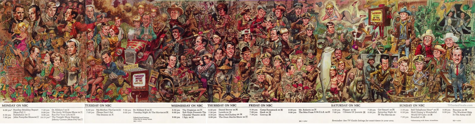 JACK DAVIS - TV GUIDE ART FOR NBC 1965-1966 LINE-UP! | World of Cartoon