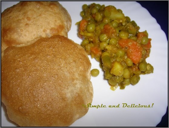 Puri and Mixed Vegetable Curry | Simple and Delicious