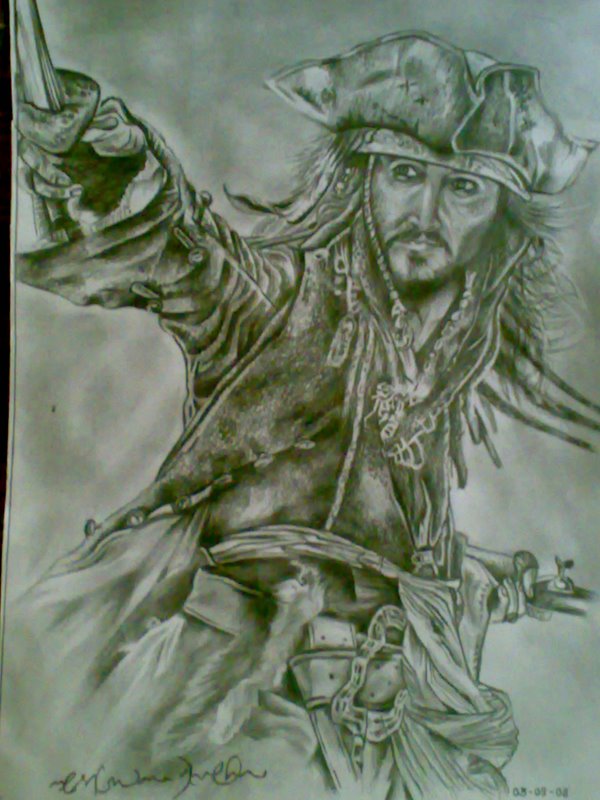 Stone Age.. Man Vs Beast – Captain Jack Sparrow – Pencil sketches ...