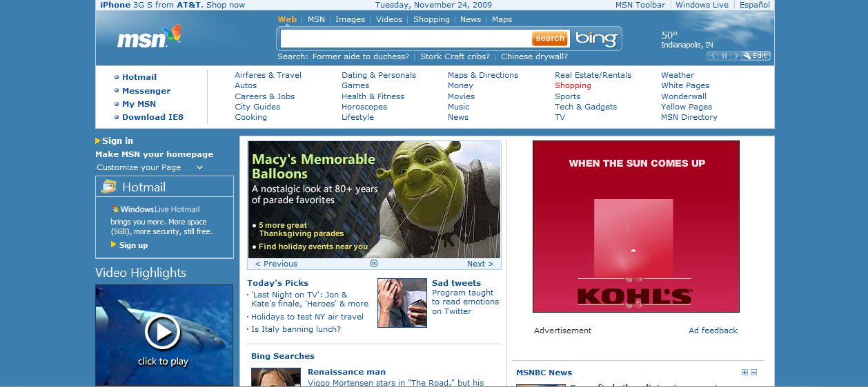 Lloyd Roberson's Design Journal: Evolution of MSN.com 11-24-09