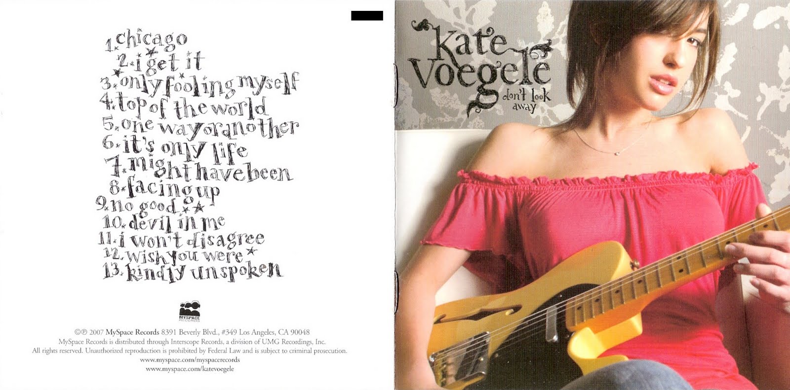 Encarte: Kate Voegele - Don't Look Away - Encartes Pop