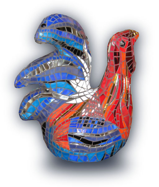 Kim Larson Art, Mosaics + More: Mosaic Rooster Sculpture