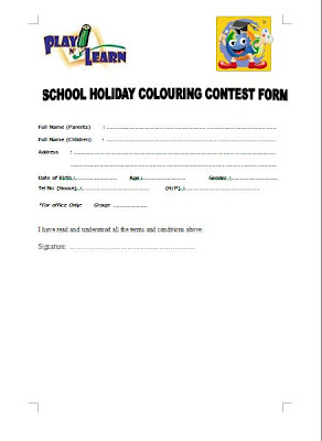 PlayNLearn: SCHOOL HOLIDAY COLOURING COMPETITION!!!