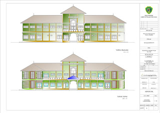 arsitektur08: gambar tampak dan denah hall