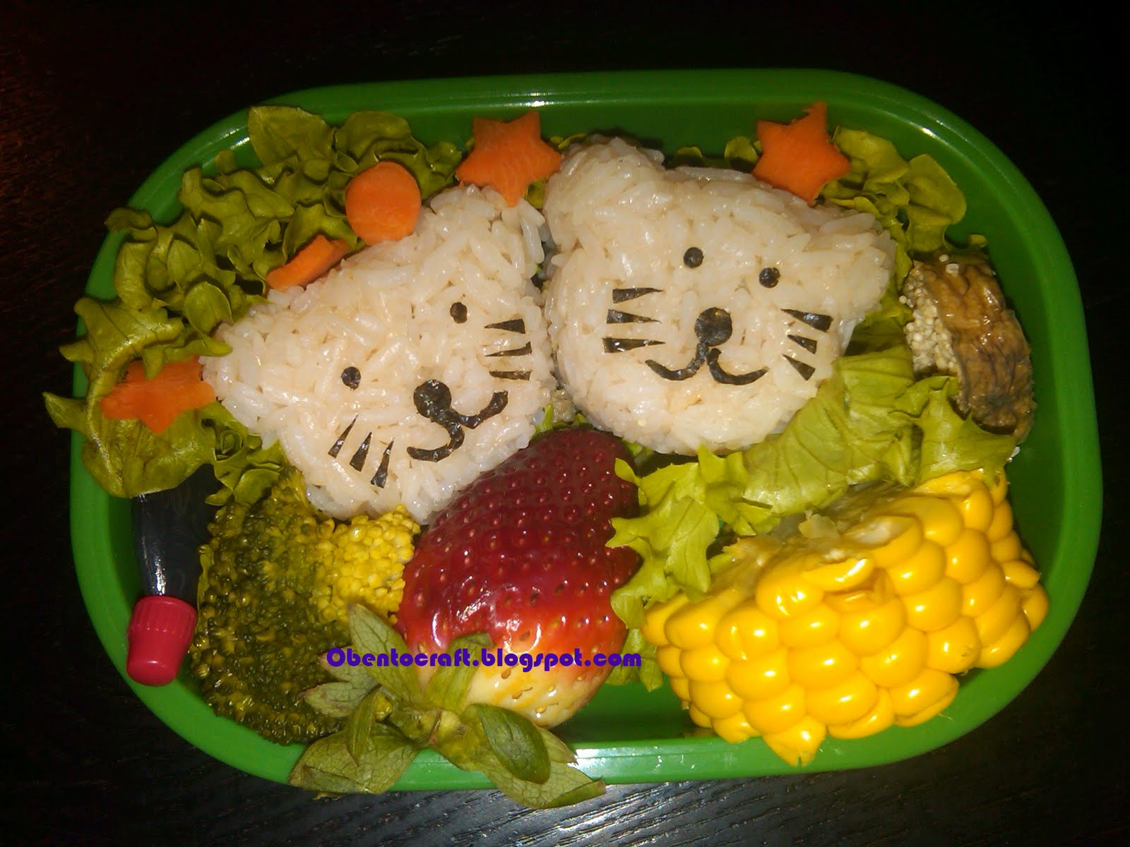 Obento Craft for cute & fun Lunch Boxes: Bento first attempt! Bento #001