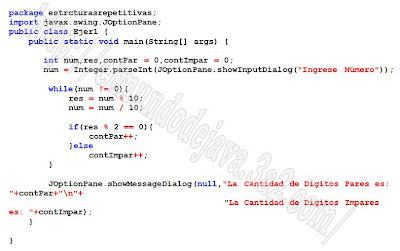 CANTIDAD DE CIFRAS PARES E IMPARES EN JAVA | El Mundo de los Códigos Java