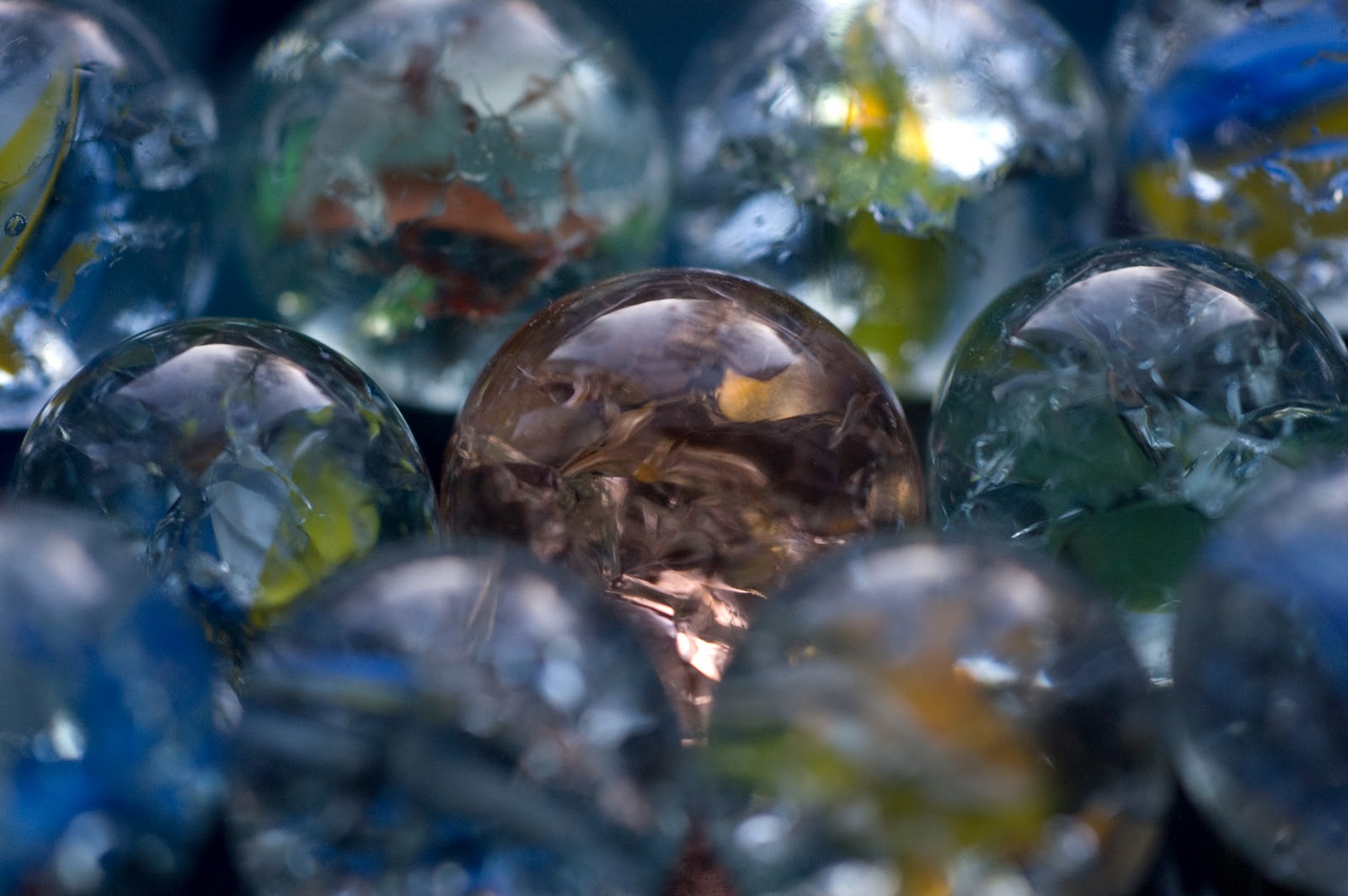 Snowy side of life: Cracked marbles