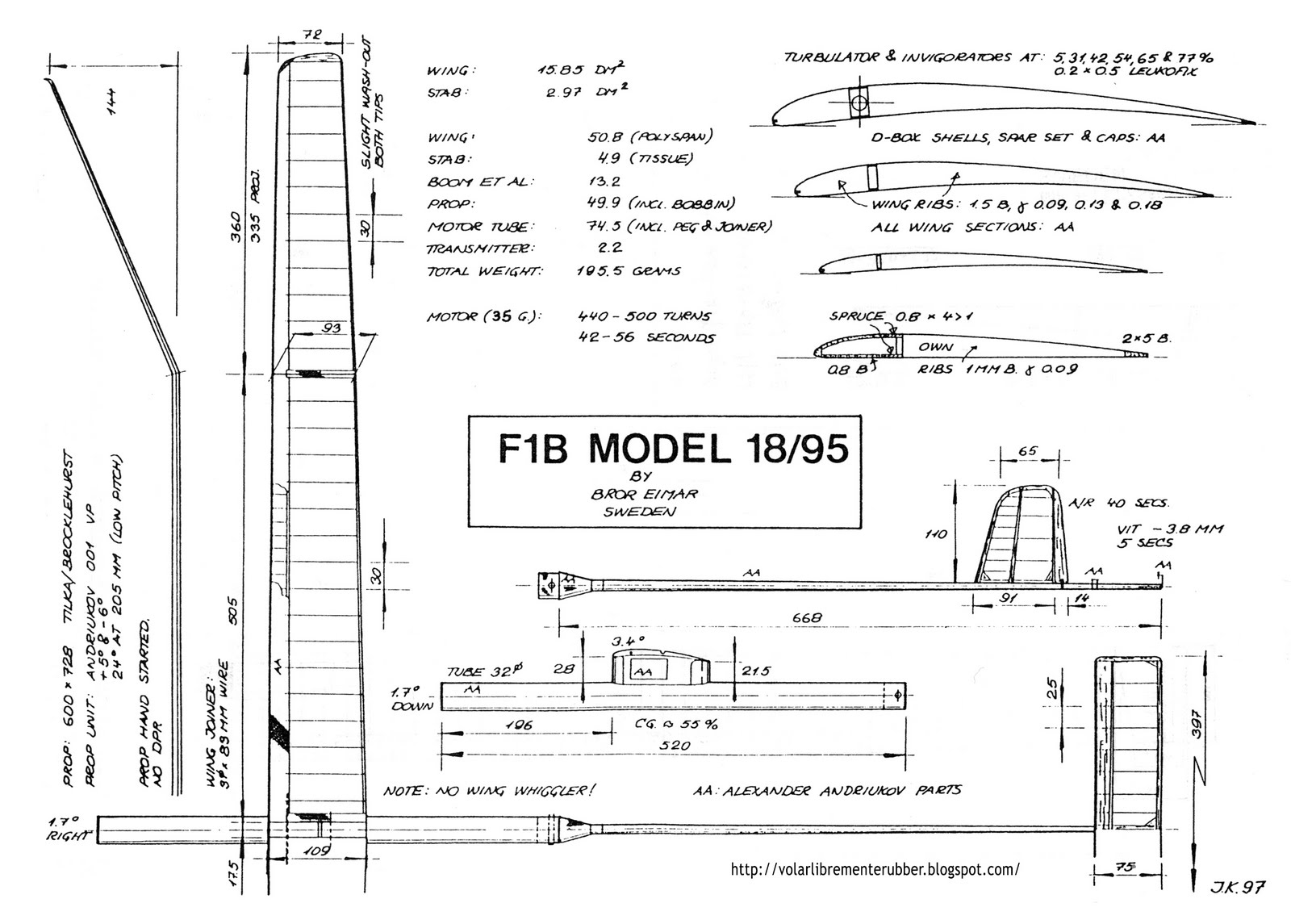 Volar Librememente Free Flight Rubber Models: F1B 18/95 de Bror Eimar ...