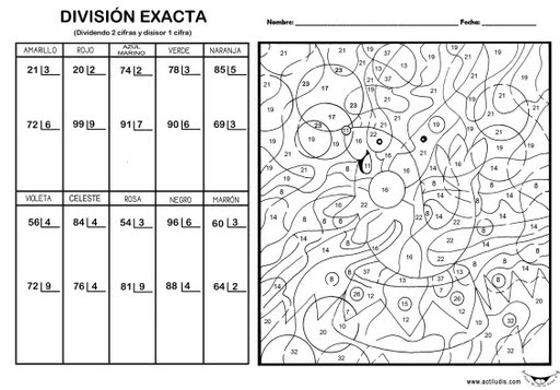 FICHAS DE DIVISIONES EXACTAS - DIVIDENDO 2 CIFRAS Y DIVISOR 1 CIFRA ...