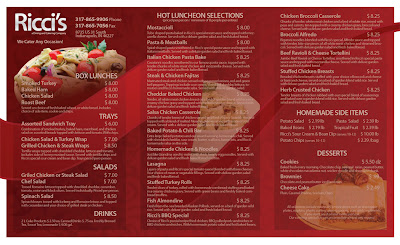 Needless to Say: Menu for Ricci's