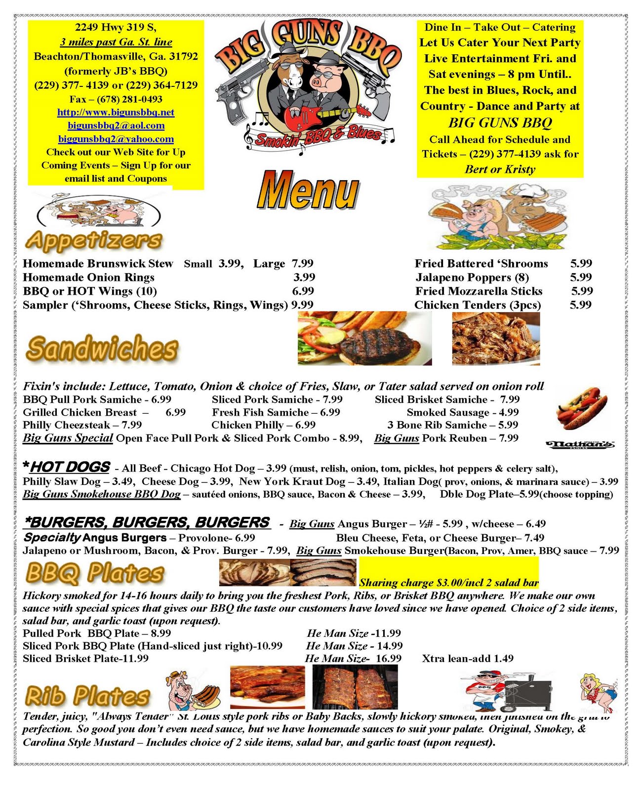 BIG GUNS BBQ, INC: A copy of New Menu