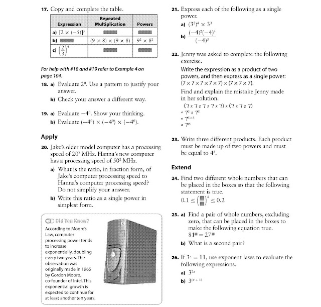 Exponents: Sample Questions & Inquiry