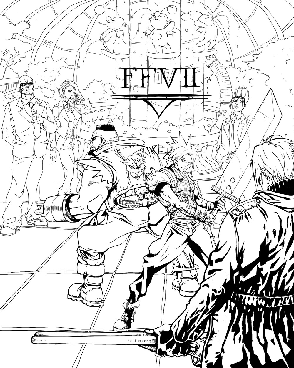 Let's Storyboard: Final Fantasy VII Cloud & Barrett Illustration