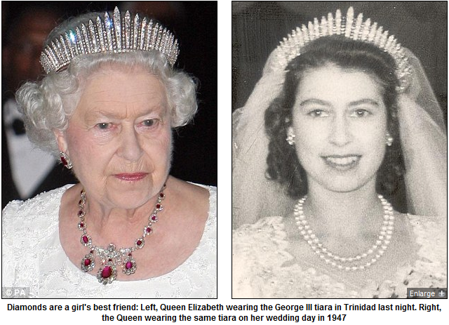 MASSASSINATION.: Queen dusts off her wedding day tiara for Trinidad visit