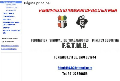 Pagina web de la F.S.T.M.B. FEDERACION SINDICAL DE TRABAJADORES MINEROS ...