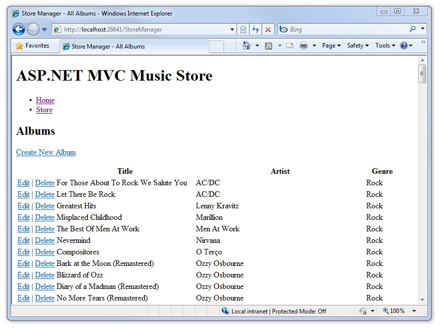 MVC Music Store - Tutorial