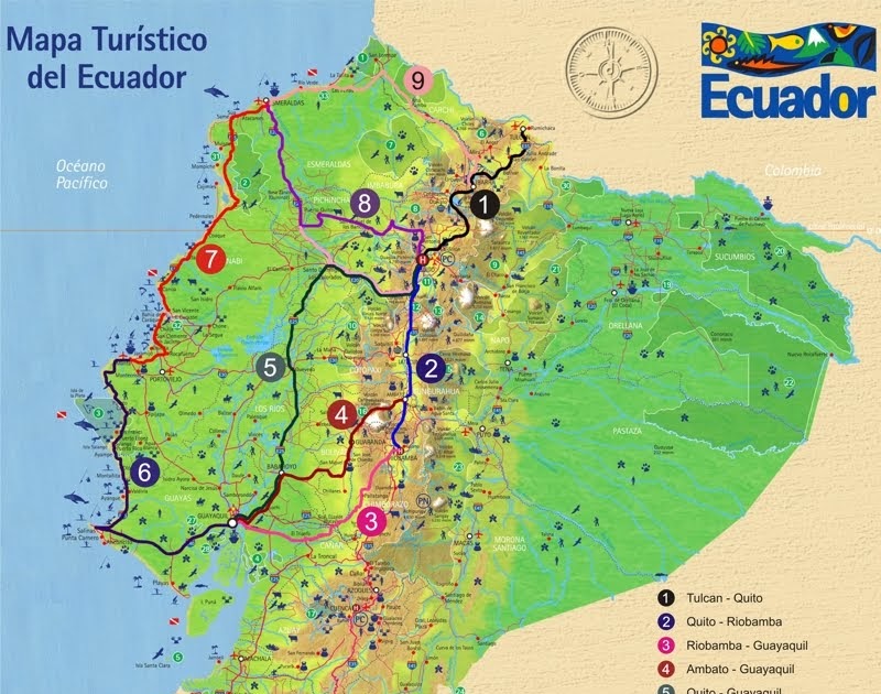 Mapas de Ecuador: Mapa turístico del Ecuador