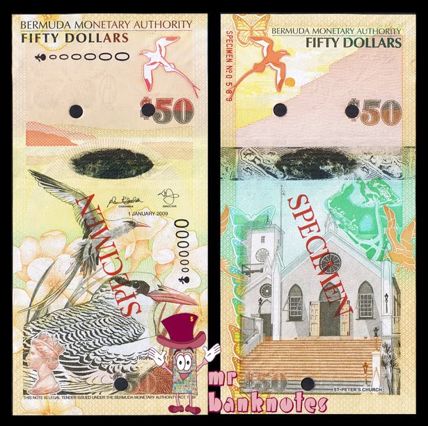 World Banknotes: Bermuda Hybrid Specimen