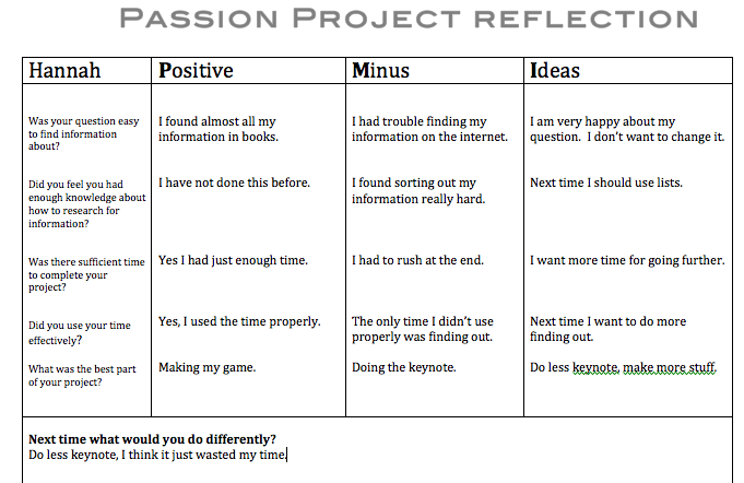 Hannah @ enrich: Passion Project Reflection