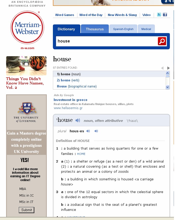 Diccionarios y glosarios generales: Diccionario monolingüe Merriam-Webster