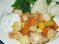 Min fruktsallad: Laxpytt med rotfrukter och örtyoghurt