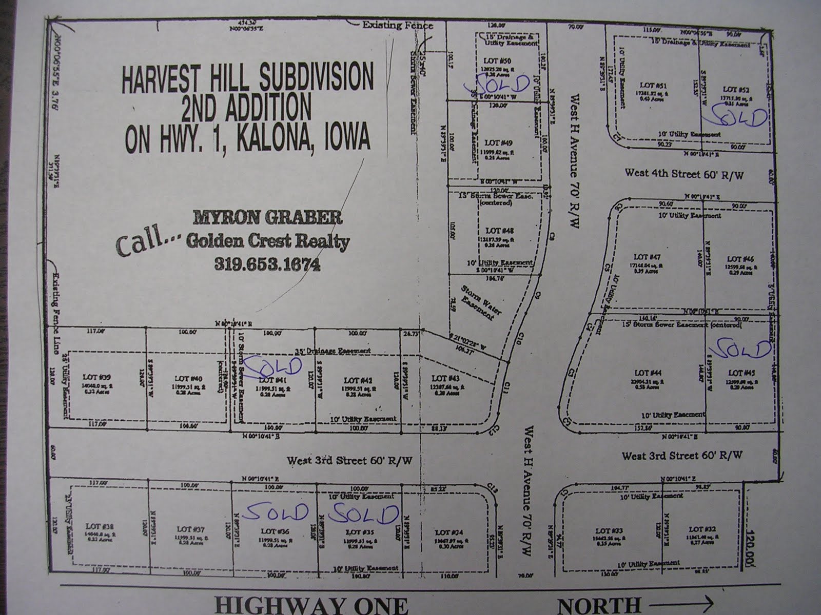 HARVEST HILL, KALONA, IOWA: PLAT MAPS OF HARVEST HILL, 1st & 2nd ADDITIONS