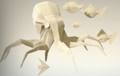 origami octopus 3D ~ origami instructions art and craft ideas