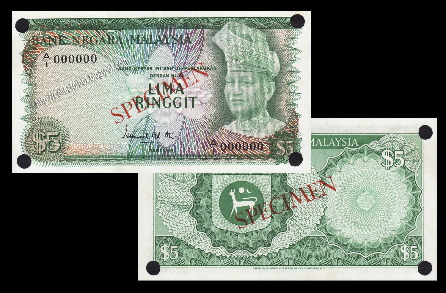 COLLECTORBOX - World banknotes and coins: Malaysia 1st series Specimen-RARE