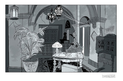 Cartoon Caveman: Tower of Terror Lobby Sketches