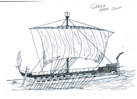 JIM MATHEWS' SKETCHES: Greek Warship