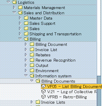 SAP e-mory: SAP VF05 procedure see doc. list