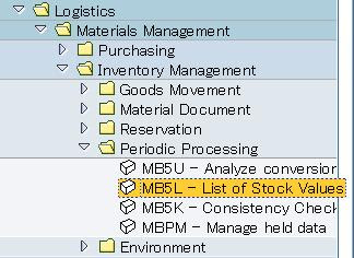 SAP e-mory: SAP MB5L inventory value list