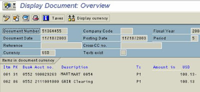 SAP e-mory: SAP MIR4 Display MIRO Invoice