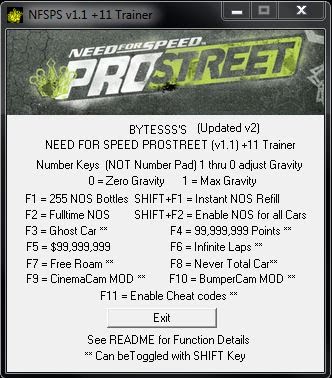 Trainers Games: Trainer Need For Speed Pro Street +11