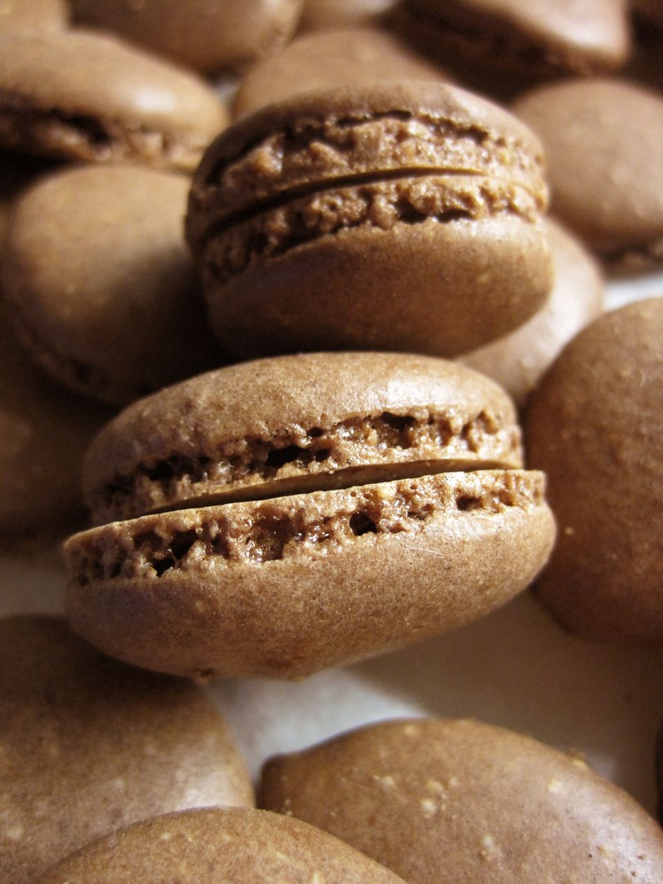 Chocolate macarons with dark chocolate ganache