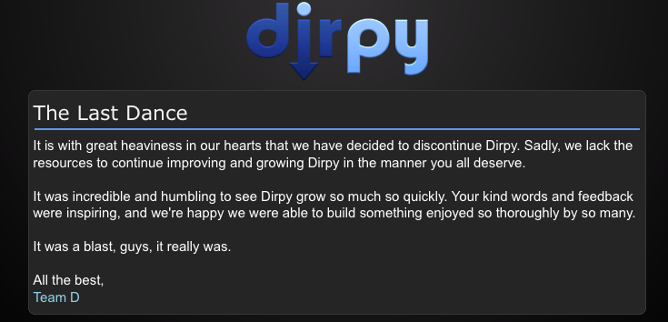Single L.A. Dad: News: Dirpy Shuts Down