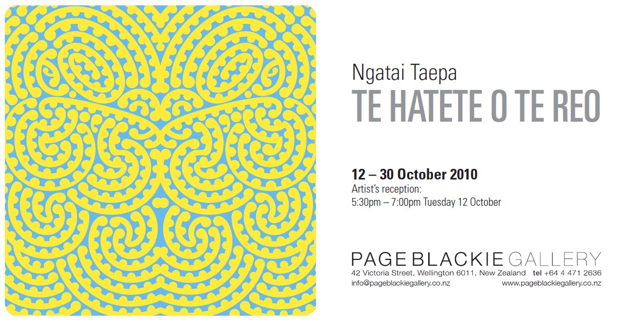 Page Blackie Gallery news: Ngatai Taepa - exhibition opening